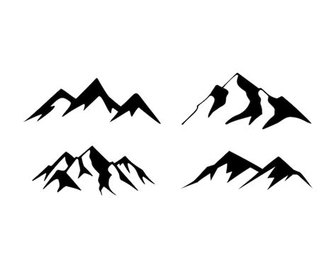 Montañas vector naturaleza o siluetas de montaña al aire libre y picos