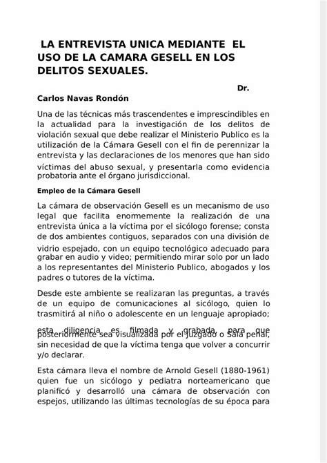 Pdf La Entrevista Unica Mediante El Uso De La Camara Gesell En Los