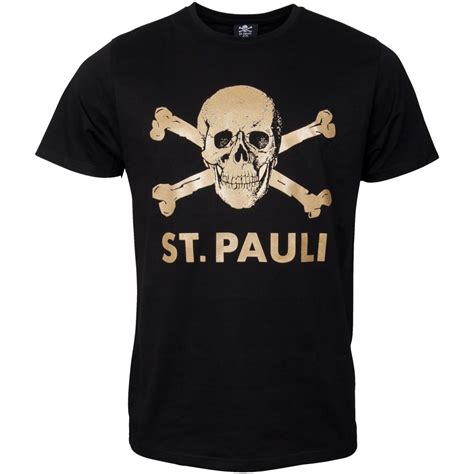 FC St Pauli T Shirt Totenkopf Schwarz Gold ROCKnSHOP