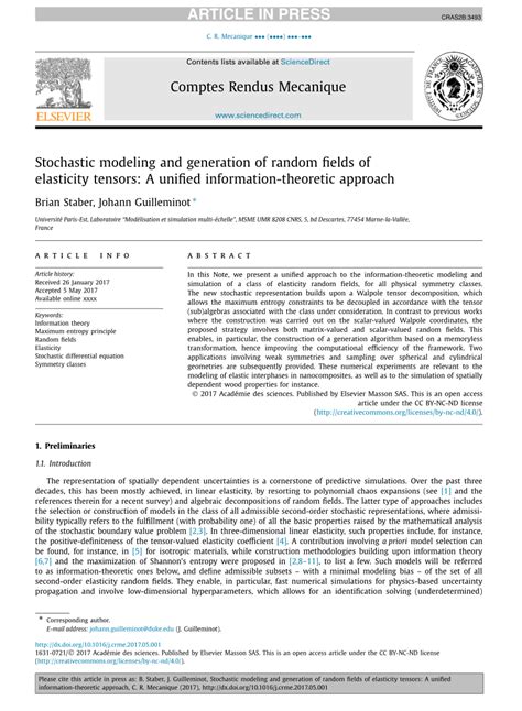 pdf stochastic modeling and generation of random fields of elasticity tensors a unified
