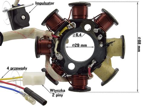 STATOR ISKROWNIK PLUS IMPULSATOR SKUTER 4T GY6 Motocykl Skuter Quad