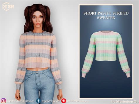 The Sims Resource Short Pastel Striped Sweater