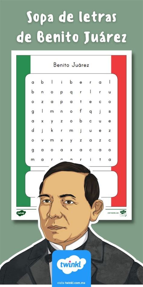 Sopa de letras de benito juarez para niños Anime Mexican Revolution