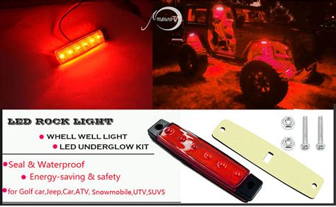 Amazon NBWDY 10 Pcs 3 8 Sealed Red Side Marker Lights Rock Light