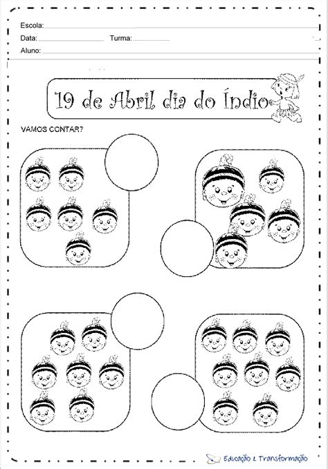 Atividades Dia do Índio para Educação Infantil para imprimir 19 de Abril