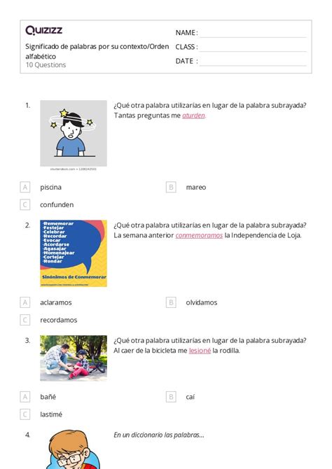 Orden Alfabetico Hojas De Trabajo Para Grado En Quizizz Gratis