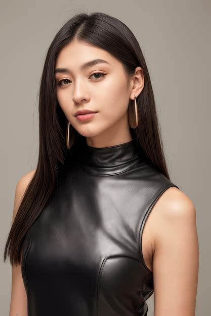 Premium Photo A Portrait Of A Beautiful Women In Leather Dress