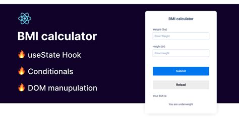 How To Build A BMI Calculator In React JS UseState Hook