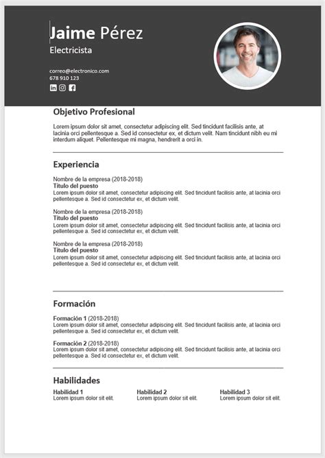 Plantillas De Curriculum Vitae En Pdf Para Rellenar Gratis