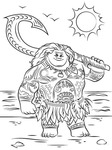 Coloriage Maui de Vaiana télécharger et imprimer gratuit sur