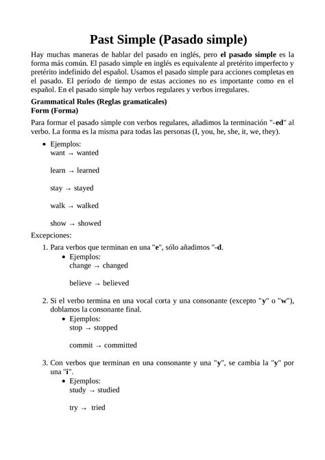 Tiempo pasado alexre47 Página 1 4 Flip PDF en línea PubHTML5