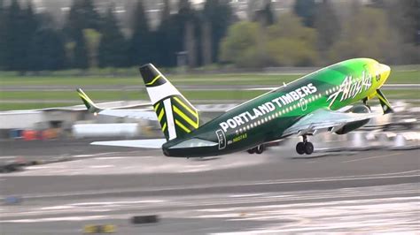 Alaska Airlines Boeing 737 700 With The Portland Timbers Paint Job