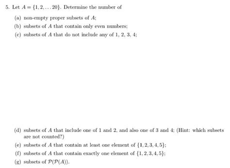 solved 5 let a {1 2 …20} determine the number of a