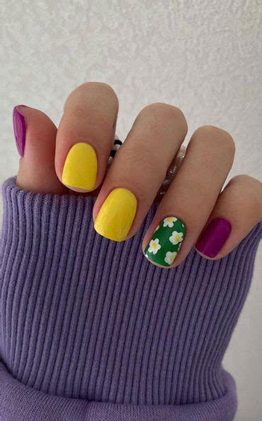 50 Fresh Summer Nail Designs Green Purple And Yellow Nails
