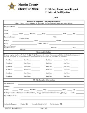 Fillable Online Off Duty Employment Request Letter Of No Objection Fax