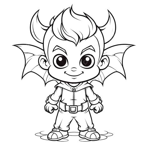 P Gina Para Colorear De Halloween Con Un Ni O Disfrazado De Diablo Png