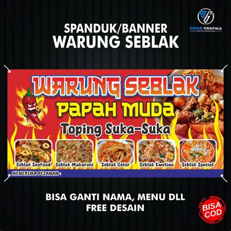Cetak Spanduk Warung Seblak Banner Warung Seblak Desain Custom Bisa