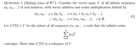 solved consider the vector space v of all infinite sequences