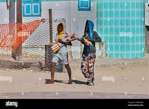 People On The Street Of Saint Louis Senegal West Africa Stock Photo