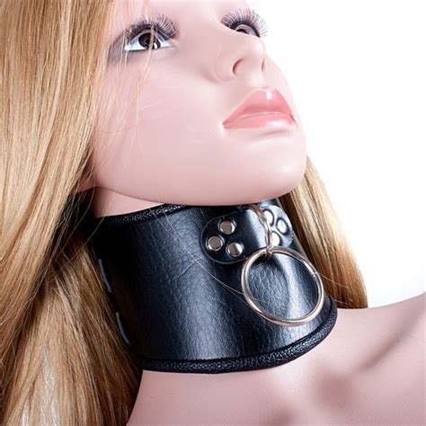 BDSM Sex Slave Collar Bondage PU Leather O Ring Posture Corset Neck