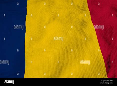 Primer Plano De Fotograma Completo De Una Bandera De Chad Ondulante En