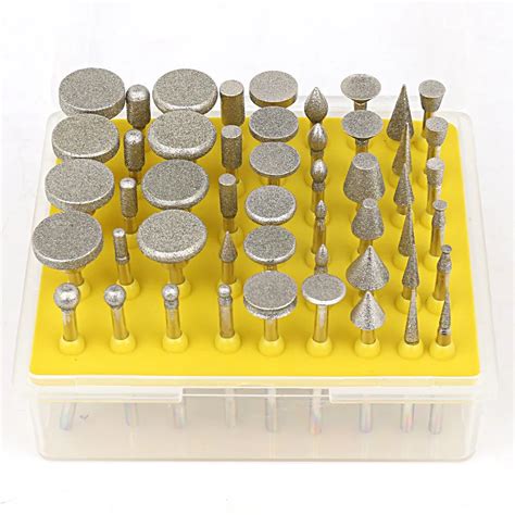 50pcs Diamond Grinding Heads Set 3 0mm Shank Grinding Burrs For Dremel