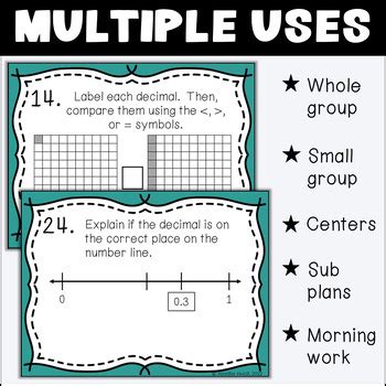 4th Grade Identifying And Comparing Decimals Task Cards By Teaching In