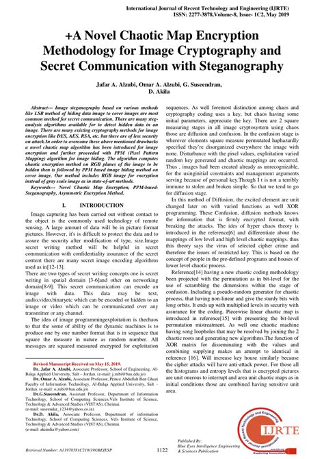 pdf a novel chaotic map encryption methodology for image