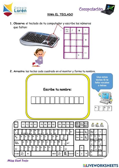 Ejercicio interactivo de Teclado para 5 años Clase de informática