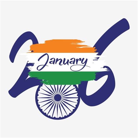 26 Jan Clipart Vector Indian Republic Day Concept With Text 26 January