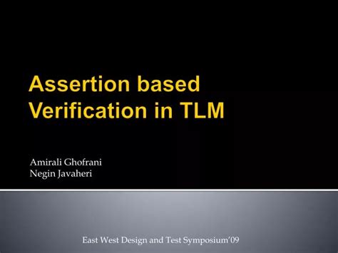 ppt assertion based verification in tlm powerpoint presentation free download id 613733