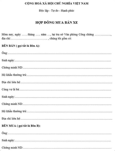 Mẫu Hợp Đồng Mua Chung Xe Ô Tô Hướng Dẫn Và Quy Định Trung Tâm Đào