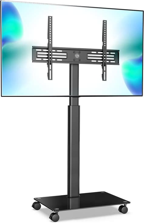 FITUEYES Chariot Meuble TV Avec Socle En Bois Support TV Roulettes Pour