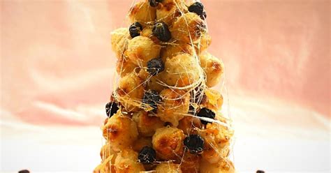 French Blueberry Croquembouche Profiteroles Tower Eggless Recipe By