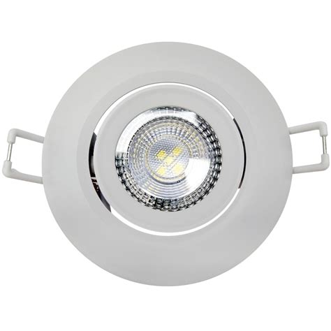 Kit 3 Spot Led Redondo Embutir Luz Branca Direcionável Bivolt Gesso
