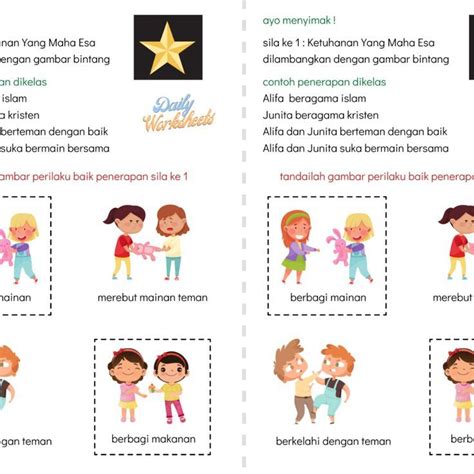 PENERAPAN PANCA SILA DI SEKOLAH Lembar Kerja Pengenalan Huruf Buku Anak
