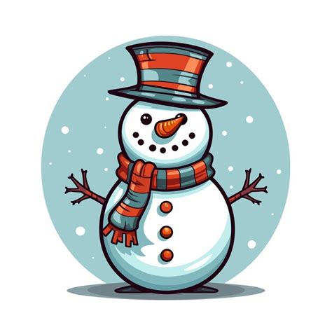 Von hand gezeichnete schneemann figur schöne schneemänner in strickhut