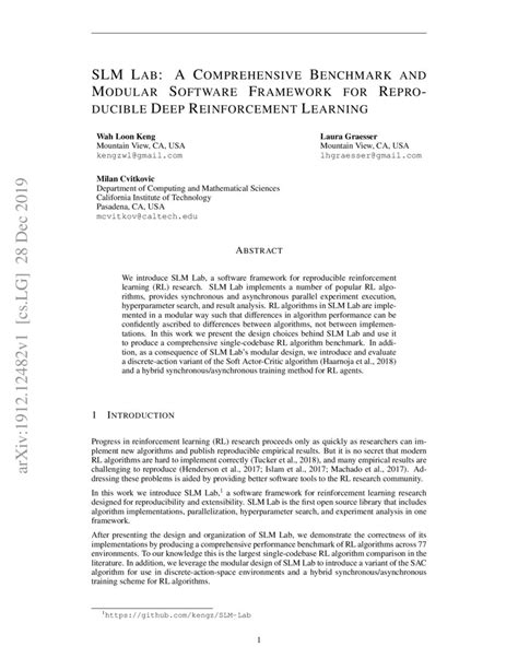 slm lab a comprehensive benchmark and modular software framework for reproducible deep