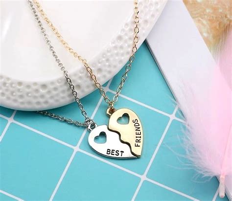 Naszyjnik przyjaźni best friend serca Naszyjniki ze stali