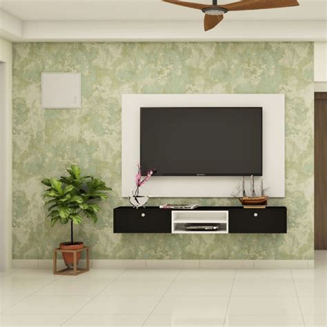 Compact TV Cabinet With Open And Closed Storage Livspace