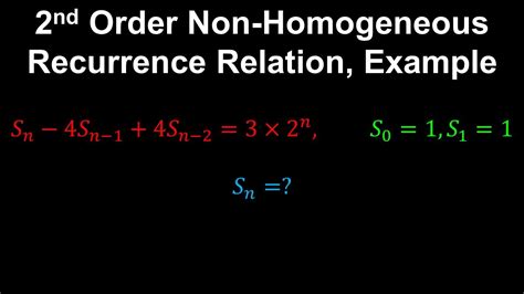 2nd order non homogeneous recurrence relations example discrete mathematics youtube