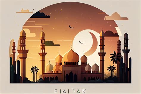 Eid Mubarak Mosque Illustration Free Graphic By Gfx Expert Team