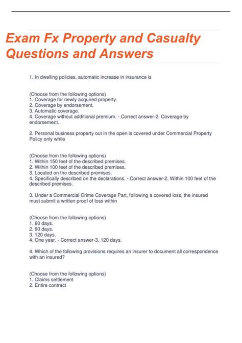 Exam Fx Property And Casualty Questions With 100 Correct Answers Fx