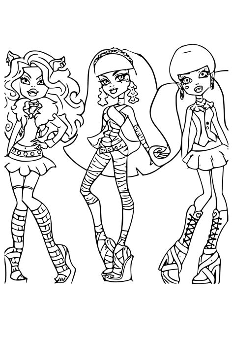 Gratis Printbare Monster High Tegn Tegning Til Farvel Gning Ark Og