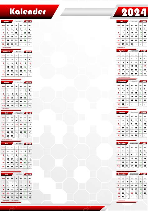 Plantilla De Diseño Mensual Calendario 2024 Descarga gratuita de