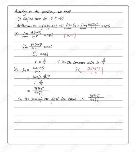 Solved A Geometric Progression Has First Term 64 And Sum To Infinity