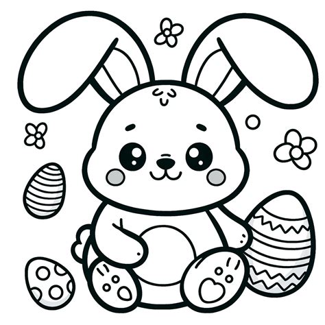Einfacher Hase mit Osterei Malvorlage für Kleinkinder Wunderbare Bilder