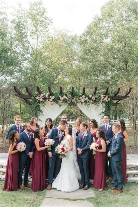 Navy Blue And Burgundy Wedding Suit Crafted From Superior Italian