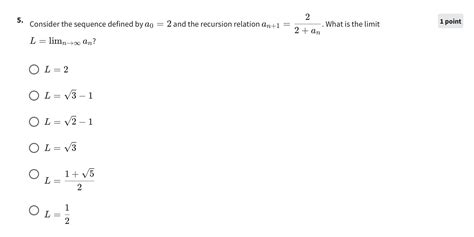 solved 5 consider the sequence defined by a0 2 and the