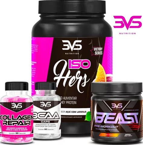 Combo Whey Isolada Pré Treino Beast Colágeno Bcaa 3vs Frete grátis